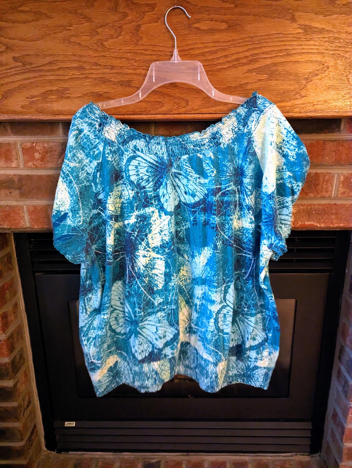 Basic Editions Brand Blue Butterfly Top Women's Plus … - Gem
