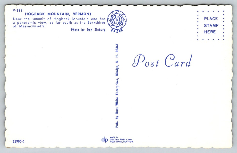 Postcard Hogback Mountain, Vermont, Lookout And Directional Sign B11 | eBay