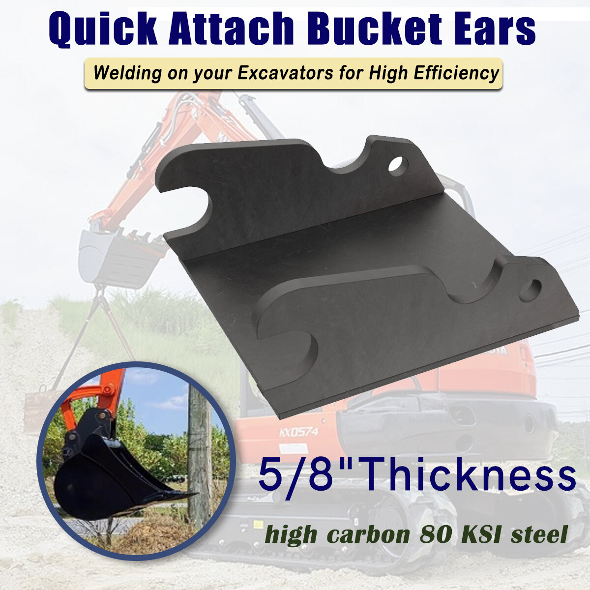 Excavator Quick Attach Bucket Ears Attachment for Kubota U55 KX057 ...