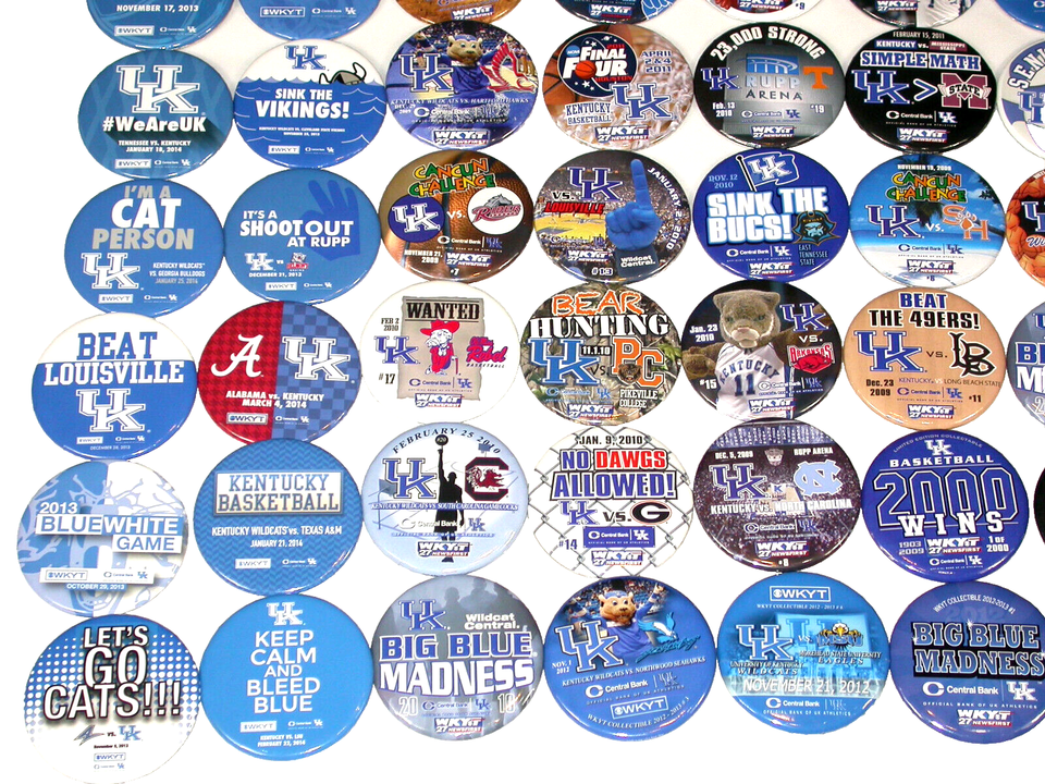 UK Kentucky Wildcats Basketball Pinback Buttons Huge Collection HTF Lot ...