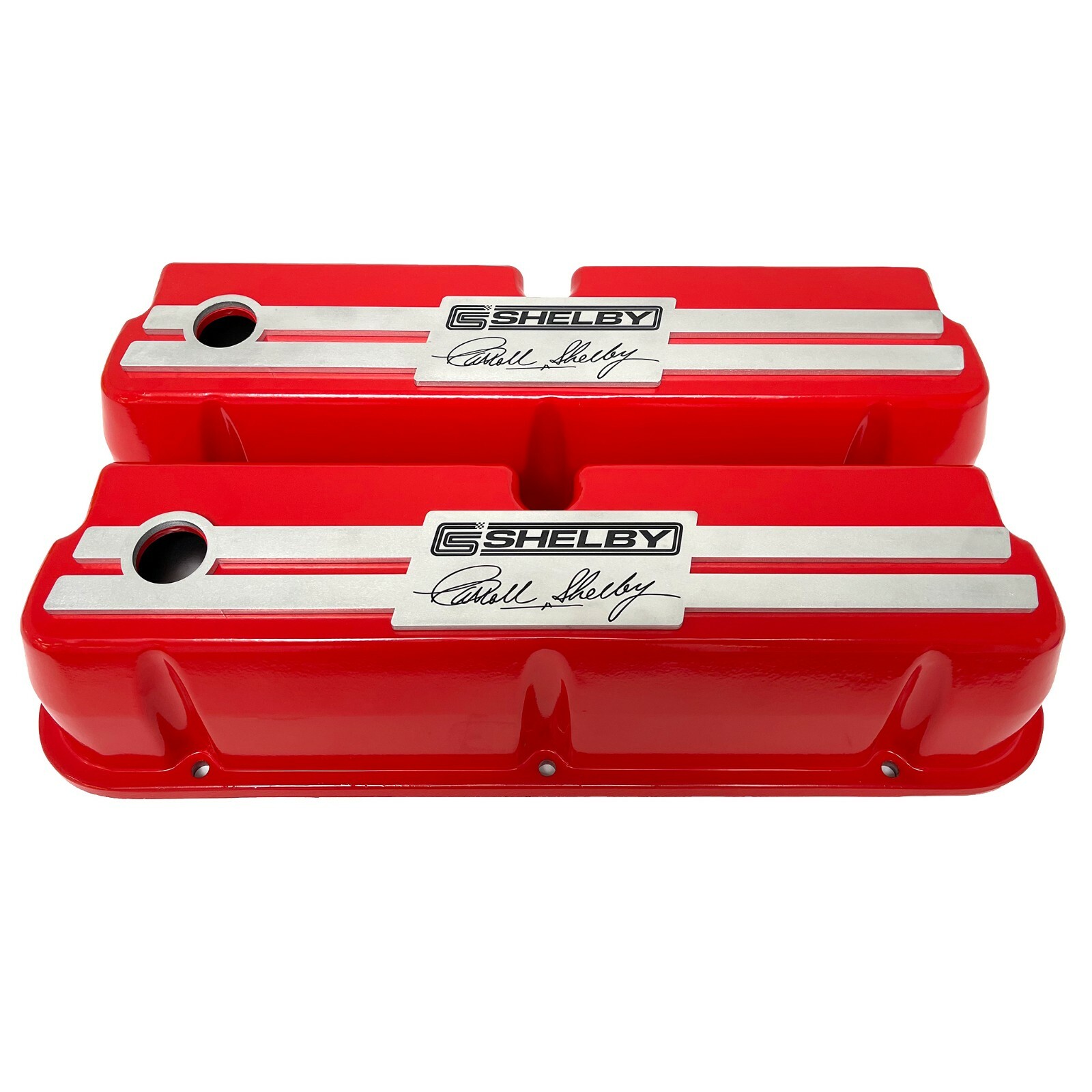 Ford Small Block 289, 351W Red Valve Covers - Billet Top - CS Shelby ...