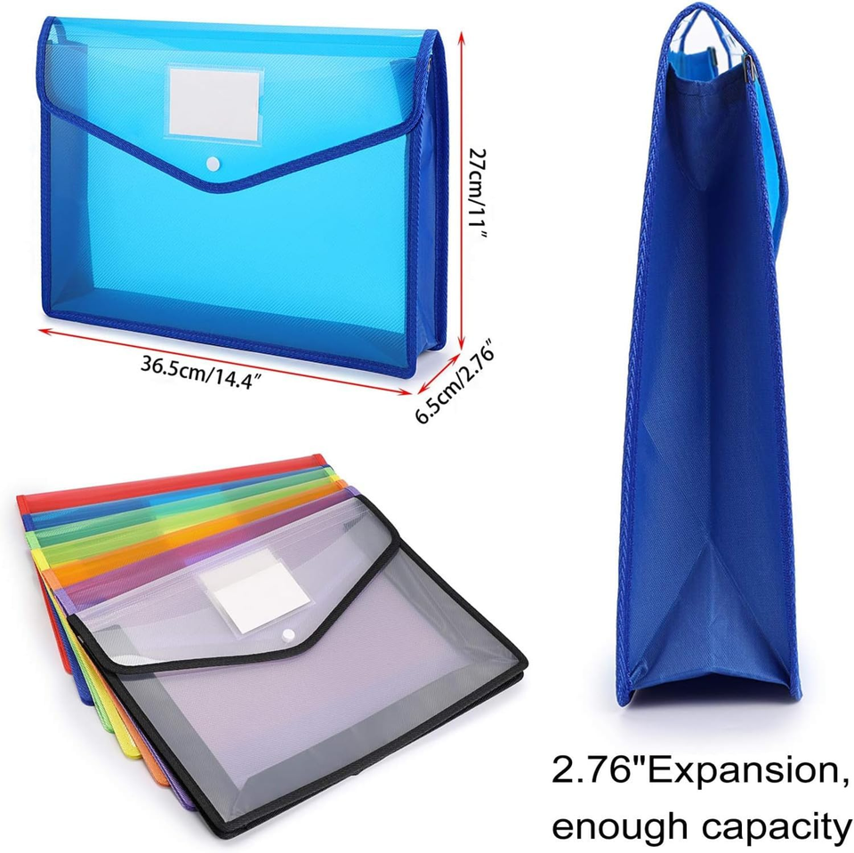 7 Pack A4 Plastic File Wallet Document Folder, Envelope Wallet ...