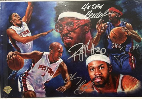 Chauncey Billups-Ben Wallace-Rip Hamilton-Rasheed Wallace-Signed 12x18 ...