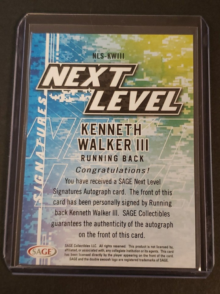 2022 KENNETH WALKER III /5 Sage Next Level On Card AUTO SSP Seahawks ...