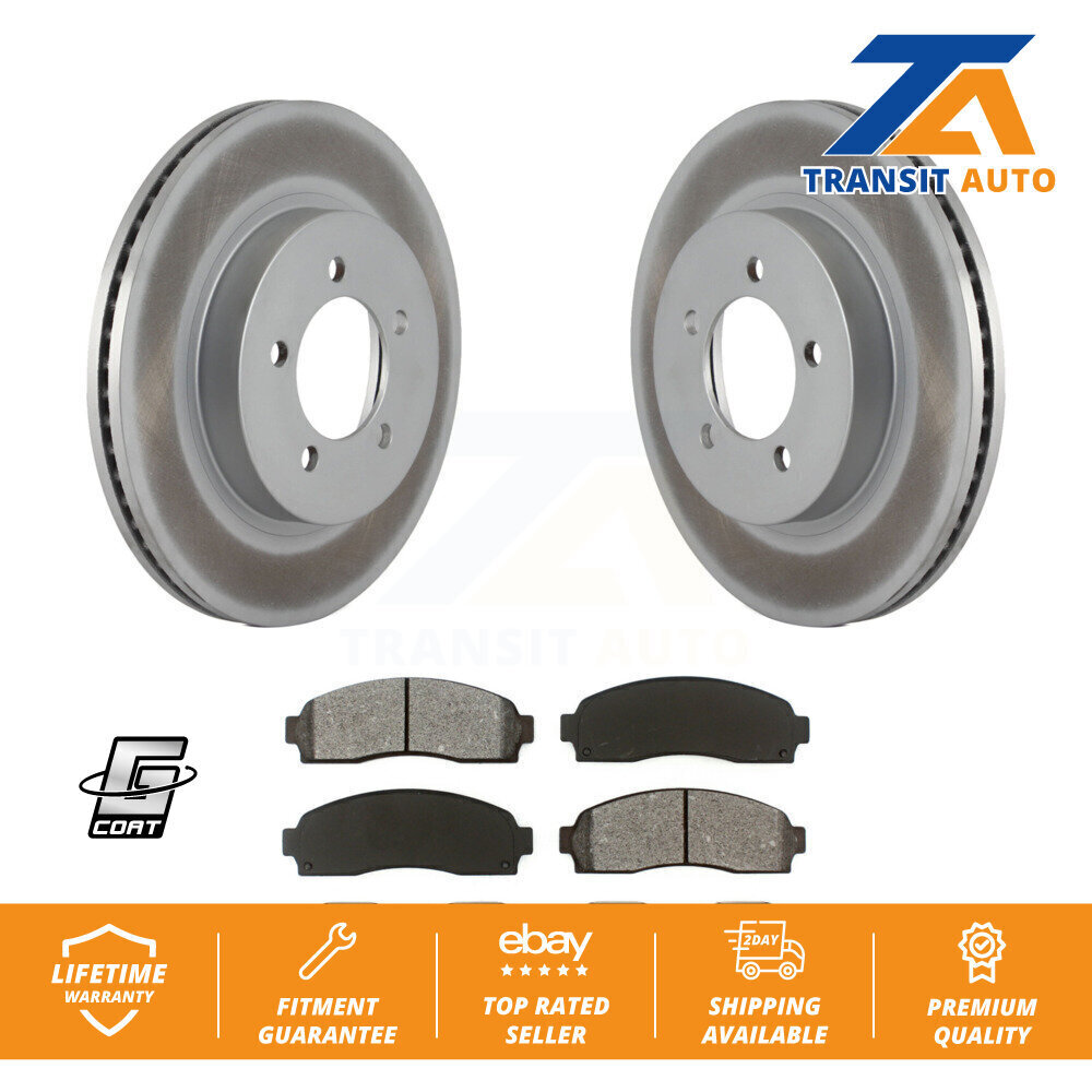 Coated Disc Brake Rotors & Semi-Metallic Pad Front Kit For Ford ...