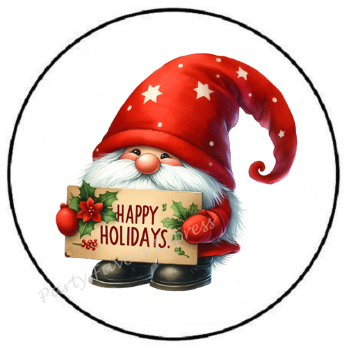 HAPPY HOLIDAYS GNOME CHRISTMAS ENVELOPE SEALS LABELS STICKERS PARTY ...