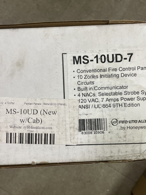 Honeywell Fire-Lite MS-10UD-7 Zone Fire Alarm Control Pannel for sale ...