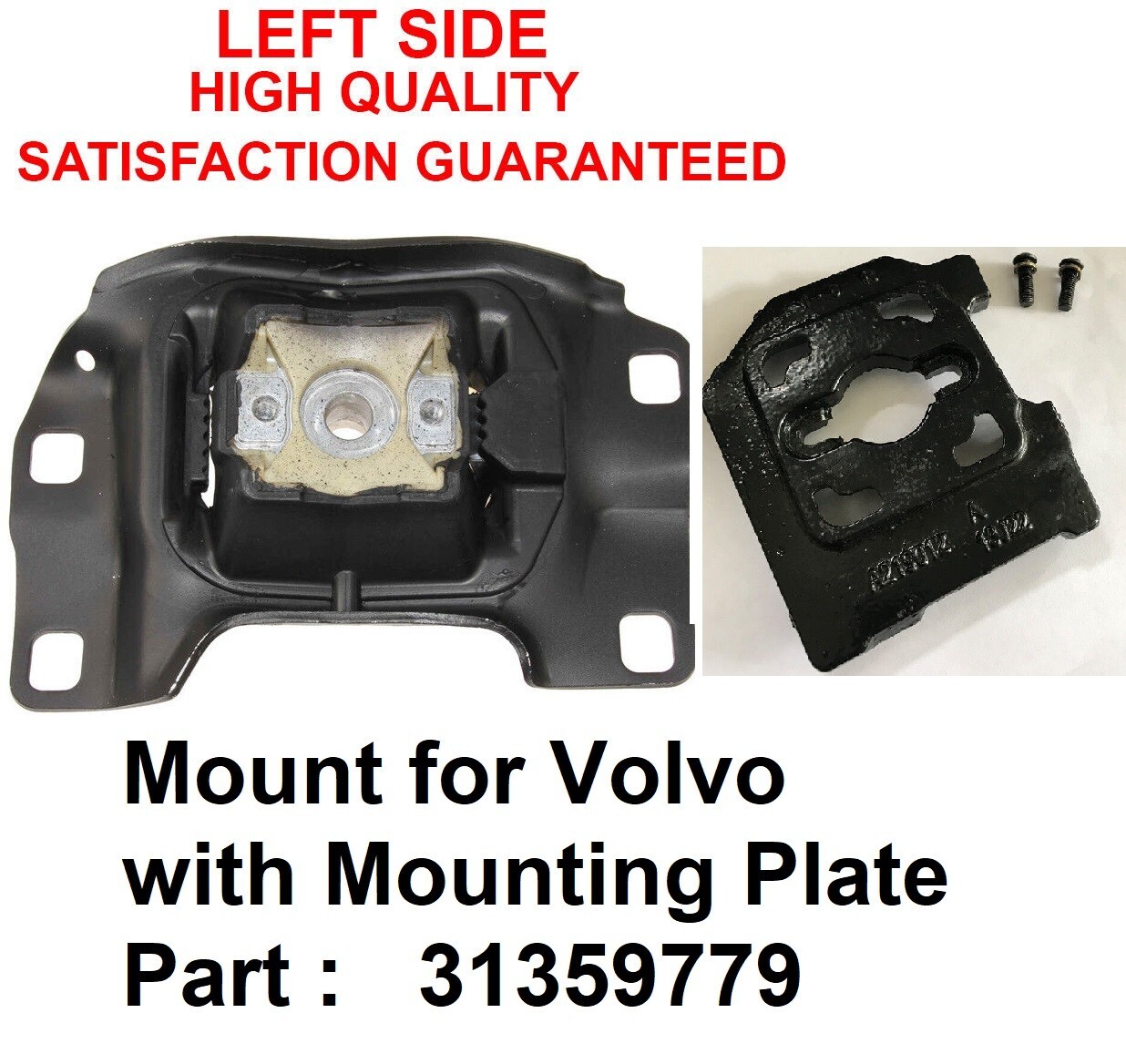 Left Engine Motor Mount with Mounting Plate for Volvo C70 S40 V50 ...