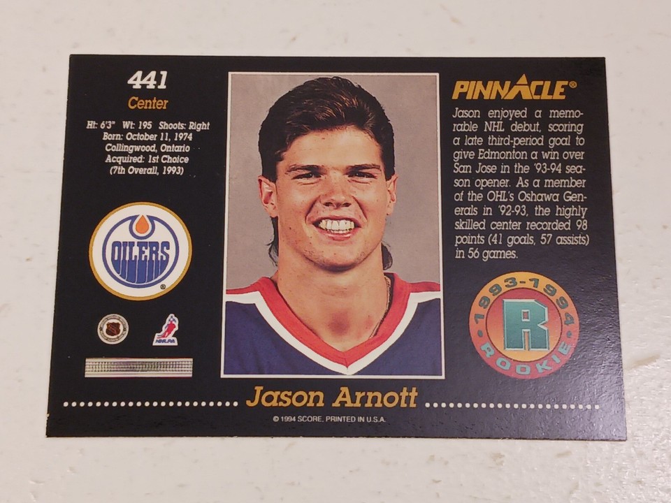 Jason Arnott Edmonton Oilers 1993 - 1994 Pinnacle Rookie Card #441 | eBay