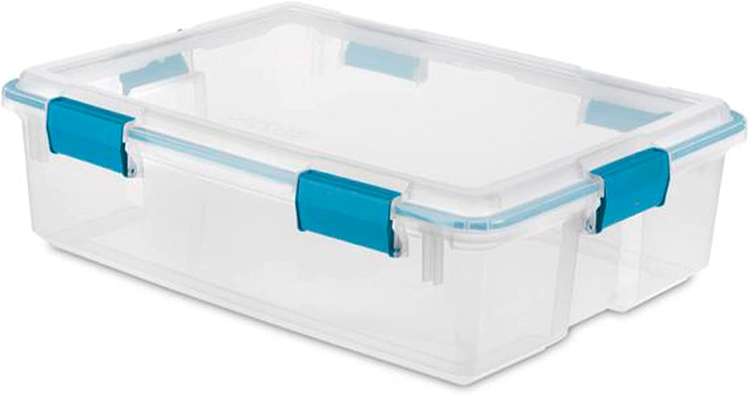 37 Qt Gasket Box, Stackable Storage Bin with Latching Lid and Tight ...