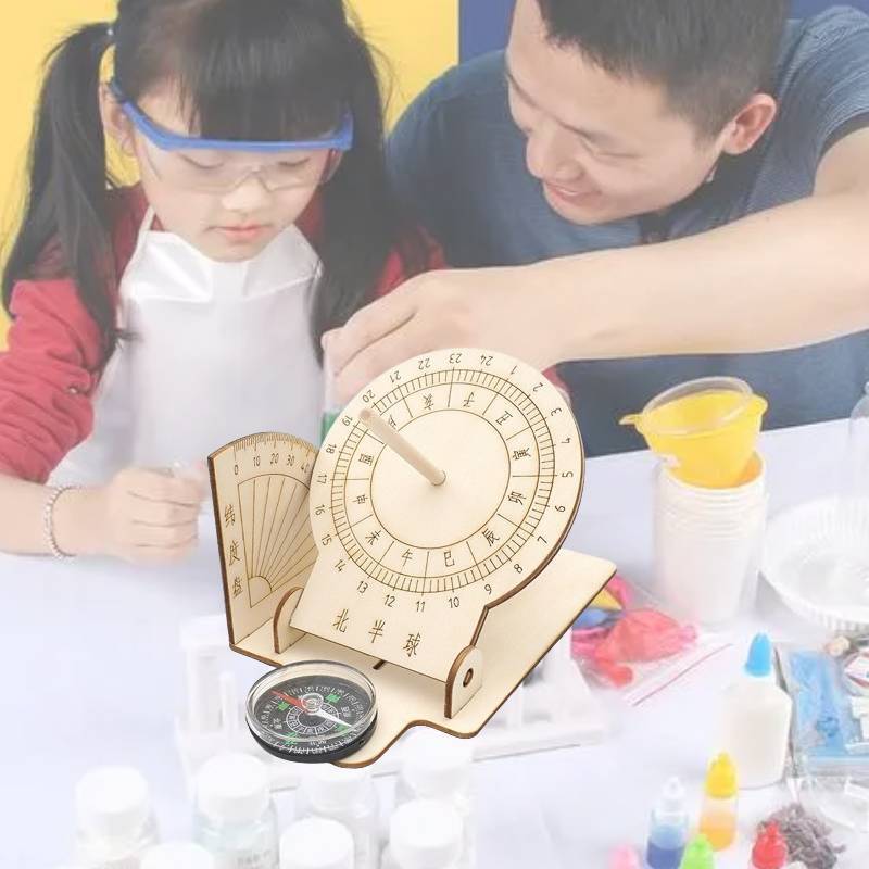 Customizable Children's Science Diy Sundial Model Wooden Solar Clock ...