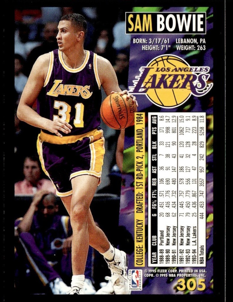 1994-95 Fleer Sam Bowie Los Angeles Lakers #305 | eBay