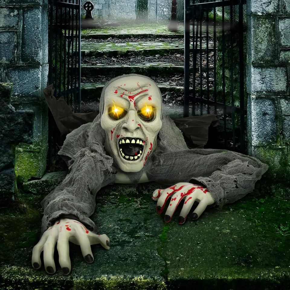 Light-Up Zombie Groundbreaker with Sound for Halloween Outdoor ...