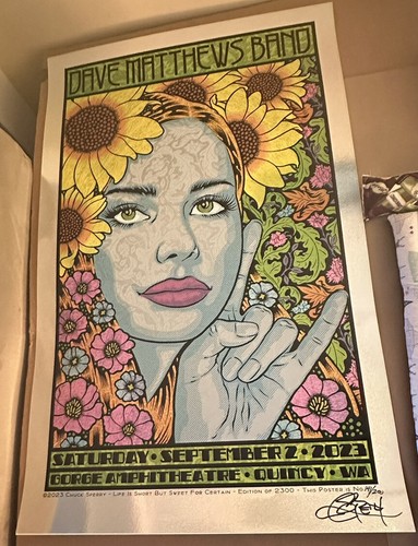 Dave Matthews Band Poster 9 2 2023 Gorge N2 Chuck Sperry Sparkle Foil