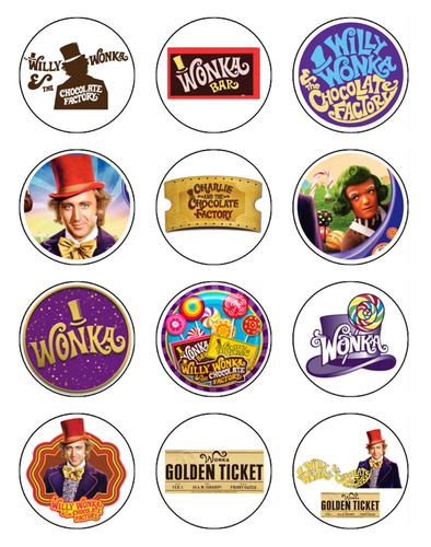 Willy Wonka Edible Cupcake Toppers Icing Wonka Cake Decorations (4 Designs) | eBay