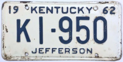 Vintage Kentucky 1962 License Plate K1-950 Jefferson County | eBay