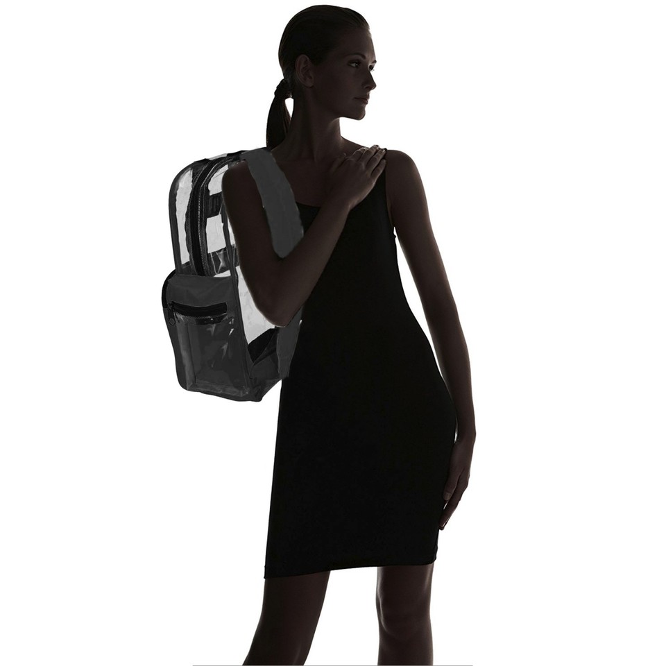 TRANSPARENT CLEAR BACKPACK SECURITY SCHOOL BAG PVC TSA COMPLIANT TRAVEL ...