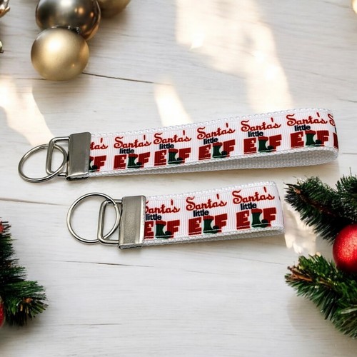 Christmas Elf Santa Key chain Wristlet Keychains Key Fob Backpack Key ...