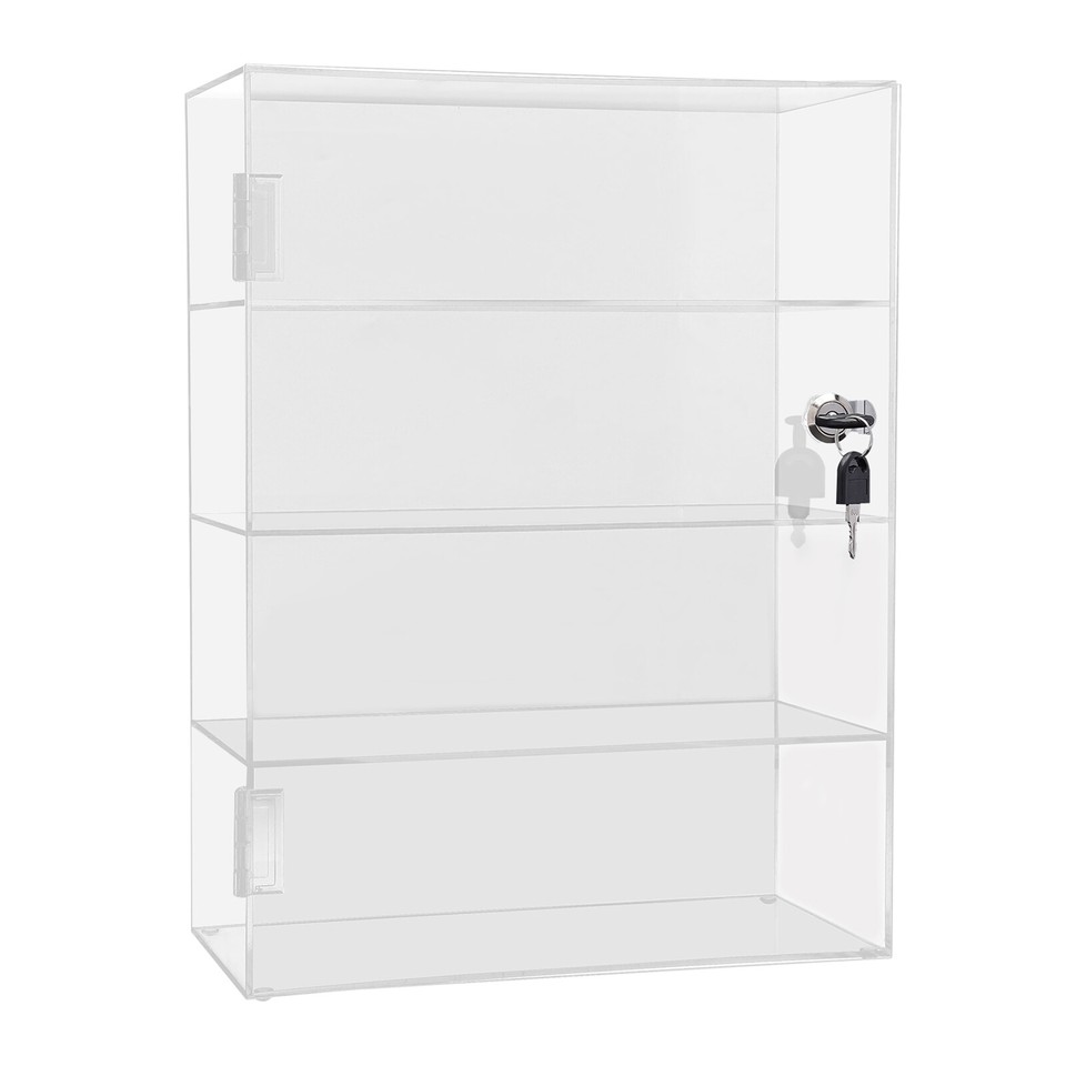 Acrylic Display Case Countertop Clear Box Dustproof Shelves Showcase ...