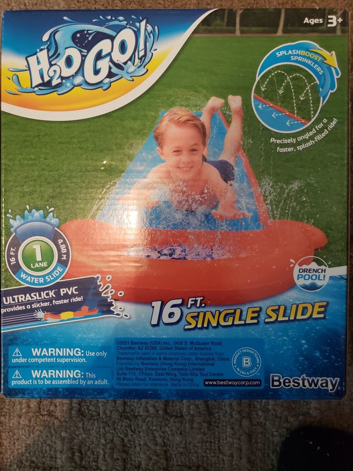 NEW Bestway H2Ogo H20 GO Slip One Single Water Slide for Kids 16 FT ...