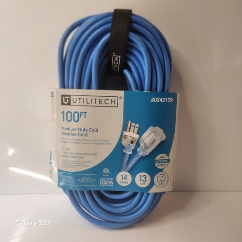 Utilitech 100ft Medium Duty Cold Weather 13 AMP 14 Gauge Extension cord Lighted | eBay