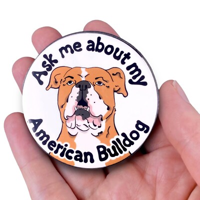 American Bulldog Pinback Button Dog Pin Accessories 2.25" - Tan & White ...