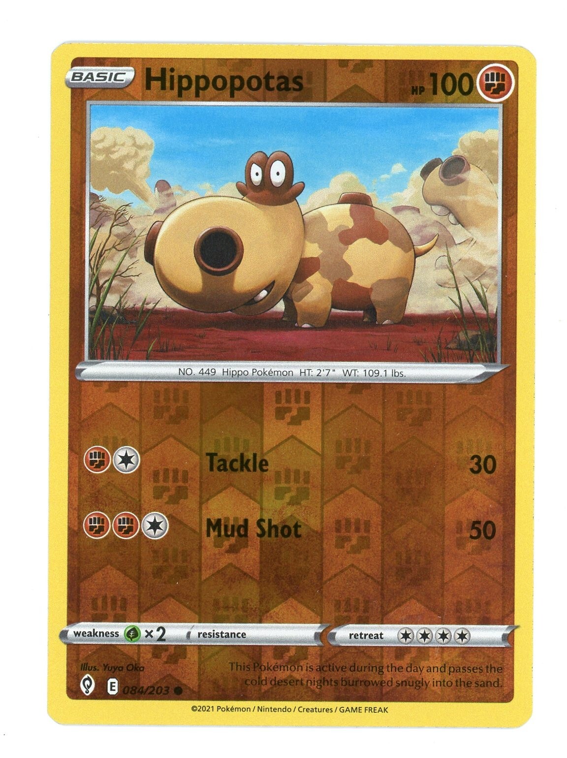 Reverse Holo Hippopotas Pokemon Evolving Skies 084/203 | eBay