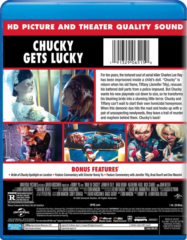 Bride of Chucky (Blu-ray) Jennifer Tilly Katherine Heigl Brad Dourif ...