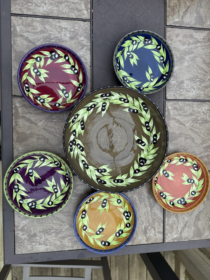 Gates Ware by Laurie Gates 6 Piece Olive Pasta Bowl Set | eBay