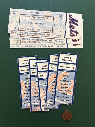 1995 Mets ticket stub lot HUSKEY 1st MLB HR NOMO VALENZUELA win GWYNN ...