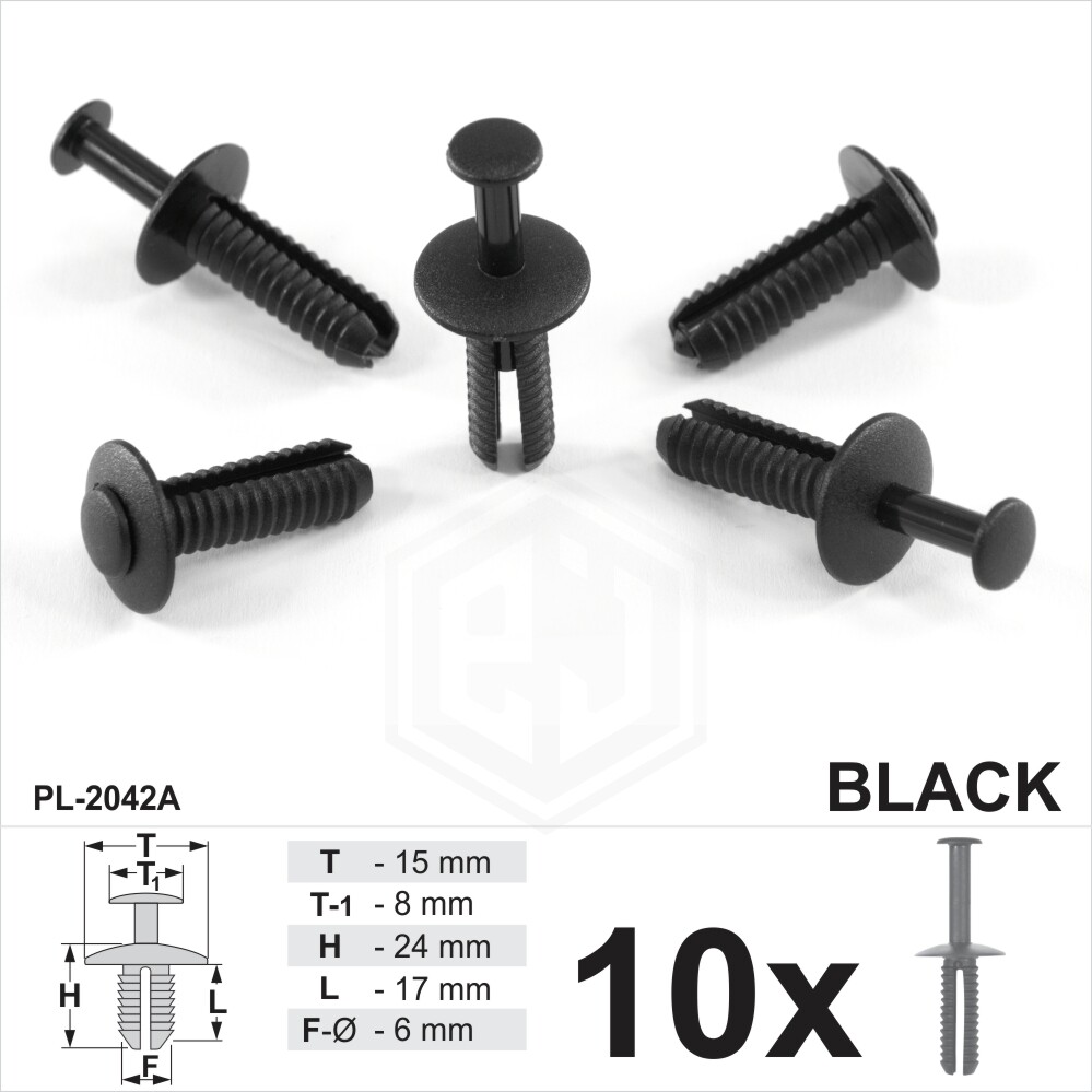 10x 6mm Black Plastic Bumper Wheel Arch Rivet Panel Trim Clips Mercedes ...