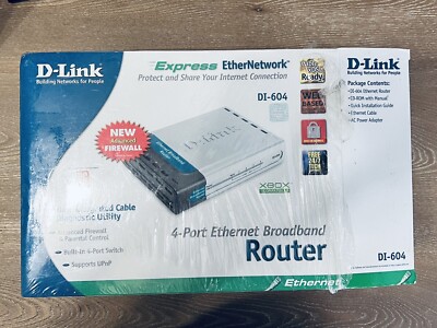 D-LINK WIRED 4-PORT ETHERNET BROADBAND ROUTER DI-604 NEW OPENED BOX | eBay