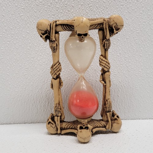 Vtg. Skeleton Sand Timer 8 Souls 6" Gothic Skull & Bones Hourglass 5.5 ...