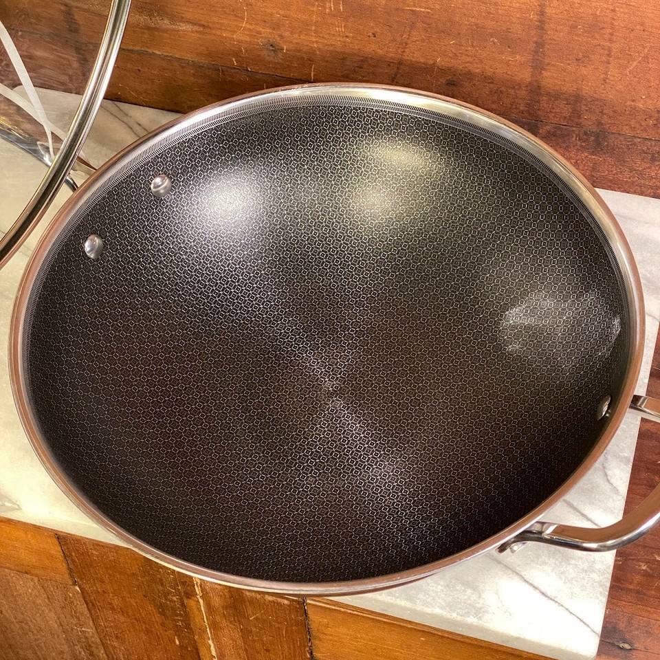 David Burke Stainless Geo Clad Series 12" Wok 5qt w/ Vented Glass Lid ...