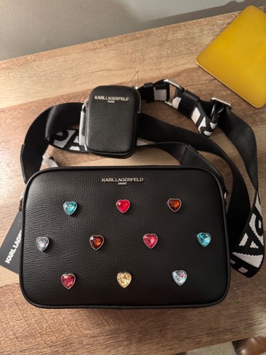 NEW! Karl Lagerfeld Paris RAINBOW HEART JEWELS MAYBELLE CROSSBODY W ...