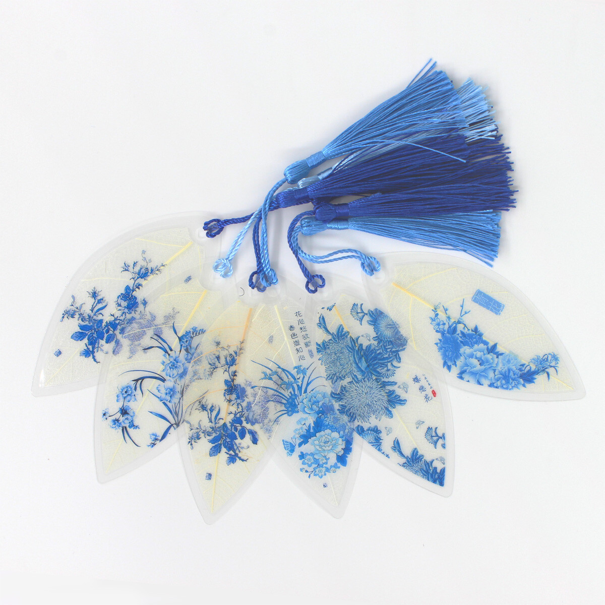 6Pcs Handmade Leaf Vein Bookmarks with Tassels Chinese Paintings Best ...