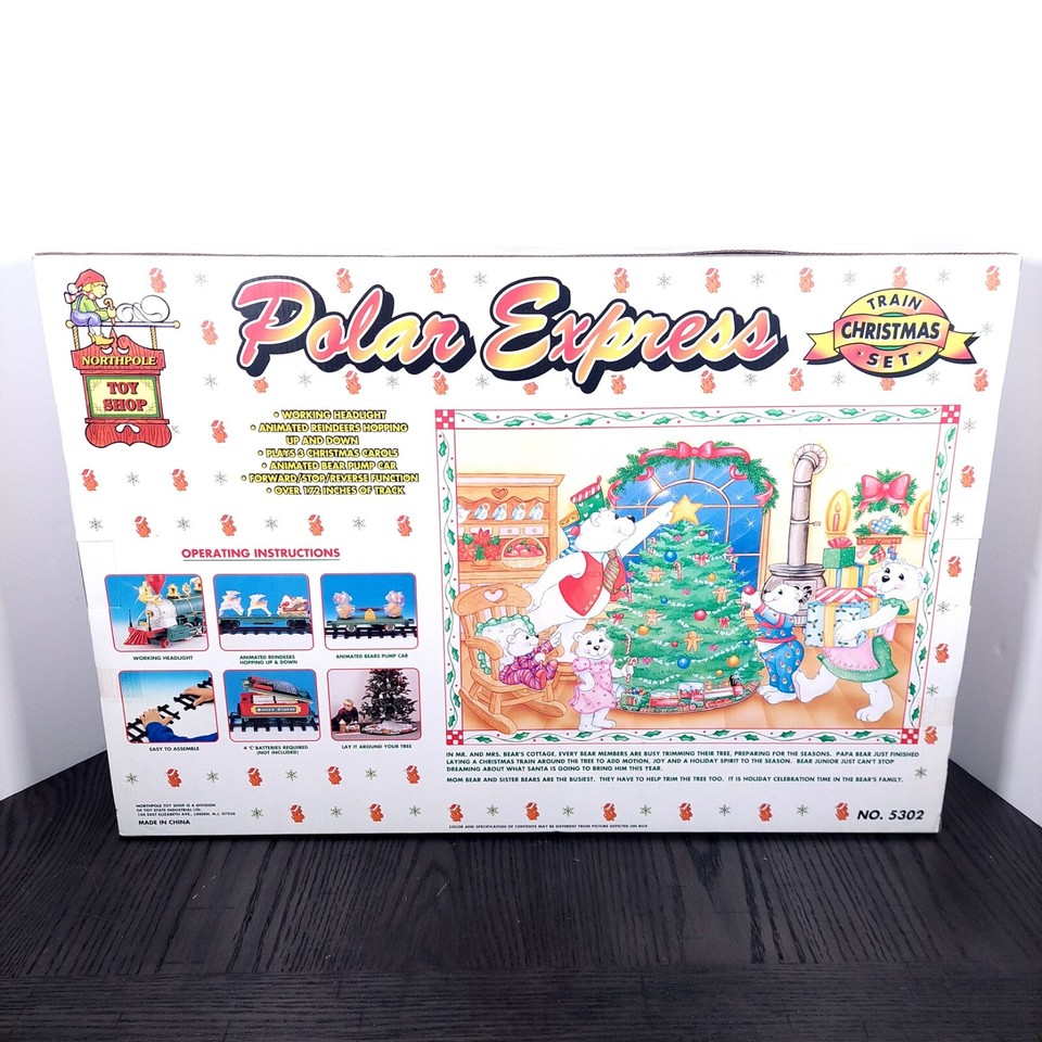1994 North Pole Toy Shop Polar Express Musical Train Christmas 5302 NIB ...