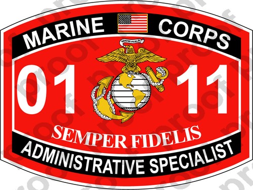 STICKER USMC MOS 0111 ADMINISTRATIVE SPECIALIST ooo USMC Lisc No 20187 ...