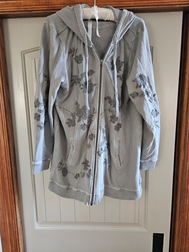 Coldwater Creek Long Hoodie Embroidered Zip Jacket L | eBay