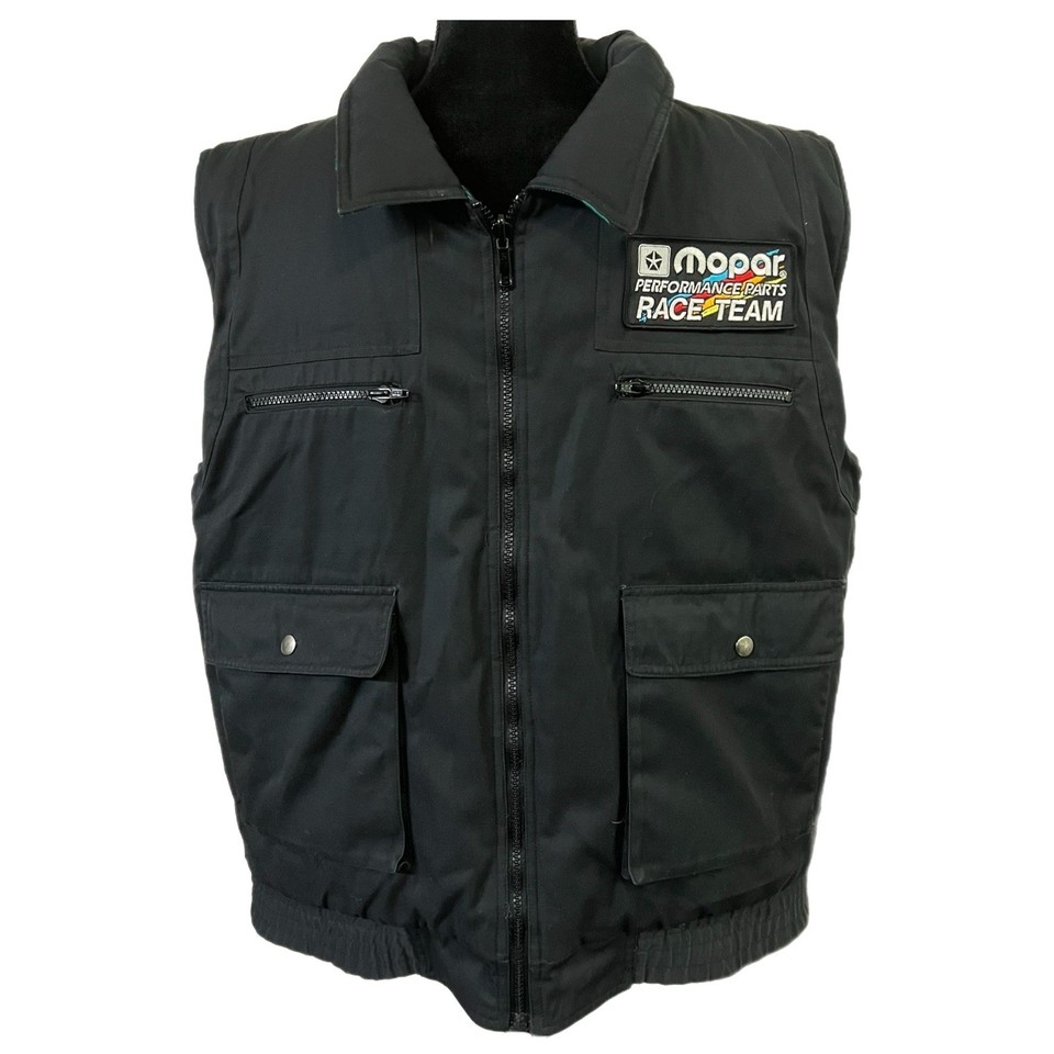 Vintage Mopar Race Team Trucker Vest 90s Black Mechanic Puffer Vest ...
