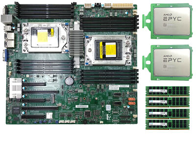 Supermicro H11DSI motherboard + 2x AMD 7B12 CPU+ 8×Samsung 32GB 2666Mhz ...