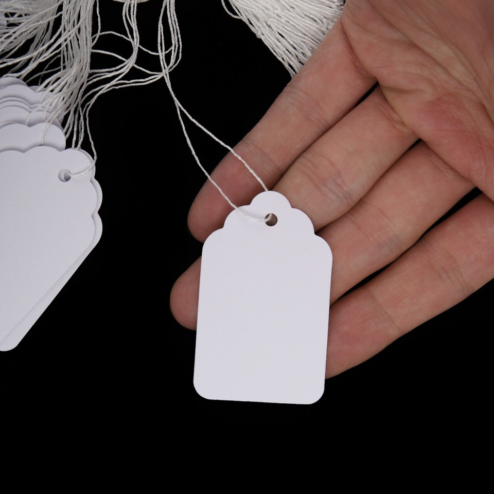 1000 Blank White Merchandise Price Tags +Strings 1.88*1.17in Retail ...
