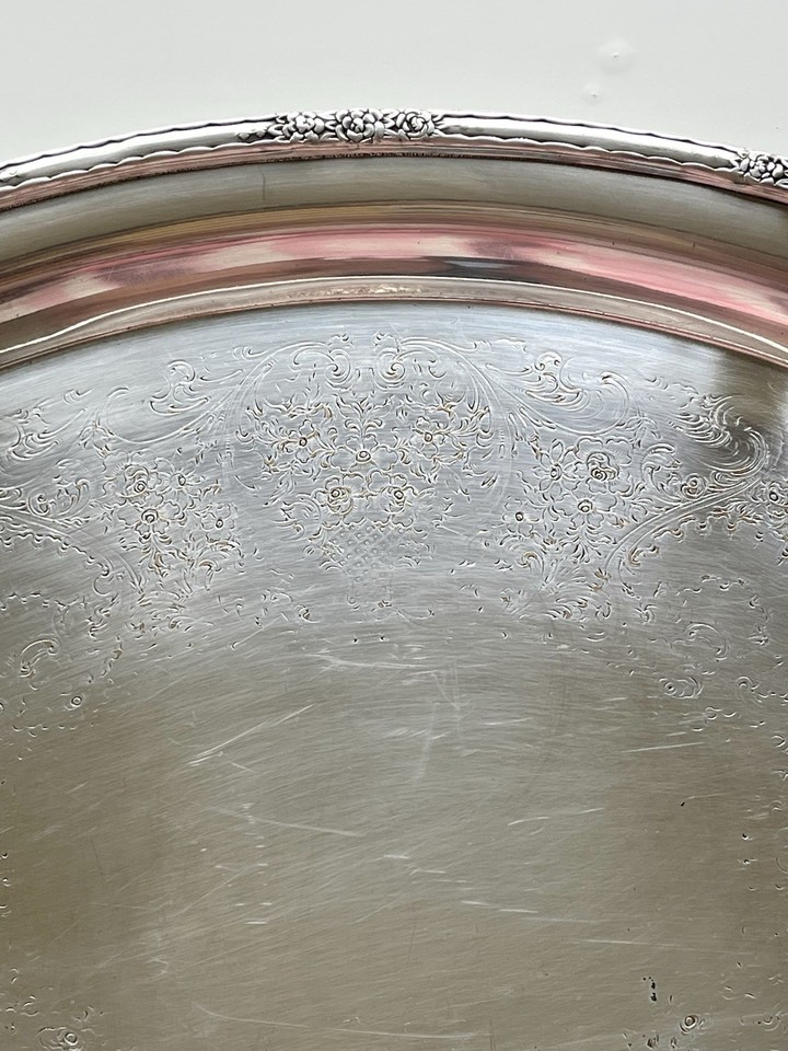 Vintage CAMILLE 6081 Silverplate Serving Tray 24” Ornate Handles Floral ...