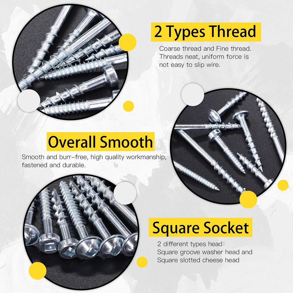#8 Alloy Steel Zinc Pocket Hole Screws Weather Resistant Square Drive ...