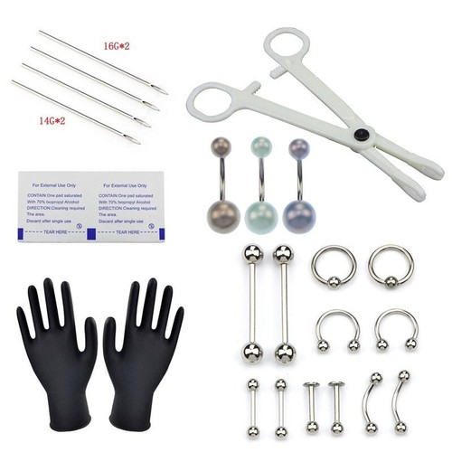 1Set Body Piercing Tools Professional Piercing Kit Belly Body Ring ...
