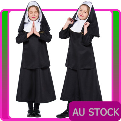 Kids Girls Nun Costume Halloween Party Book Week Fancy Dress Child ...
