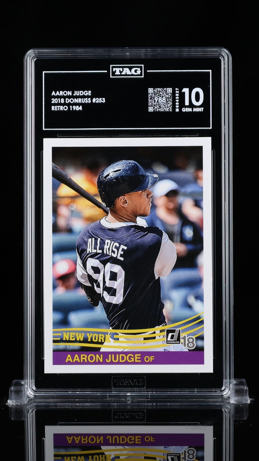2018 PANINI DONRUSS #253 AARON JUDGE "ALL RISE" YANKEES BATTING TAG 10 ...