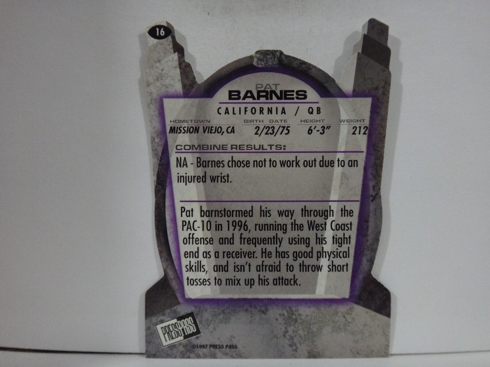 1997 Press Pass Combine #16 Pat Barnes | eBay