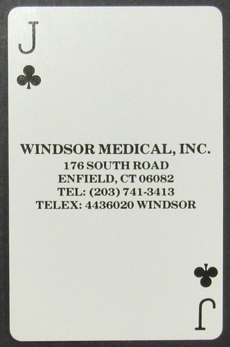 Windsor Medical Enfield Connecticut Ad VTG Single Swap Playing Card ...