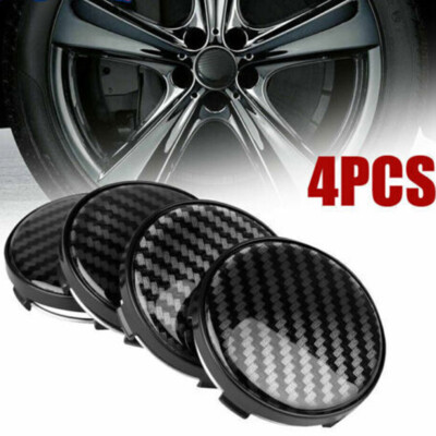 4PCS 60mm Car Wheel Center Hub Cap Rim Hub Cover Black Carbon Fiber ...